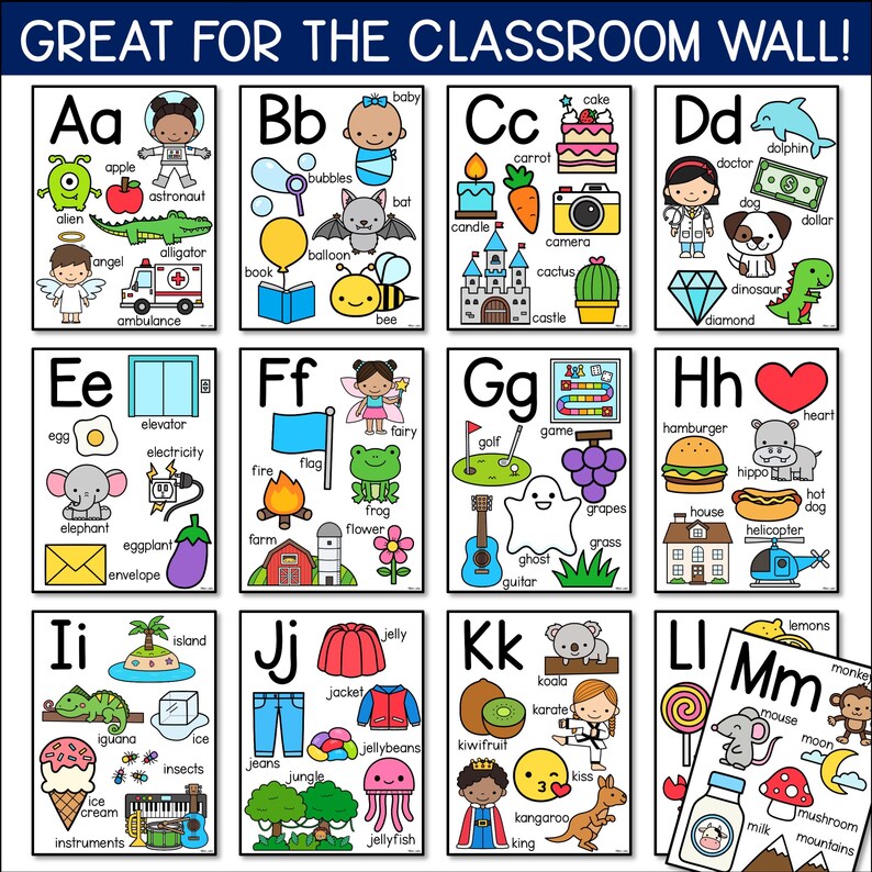 Alphabet Wall Posters, Classroom Decor (printable PDF Download) - Etsy