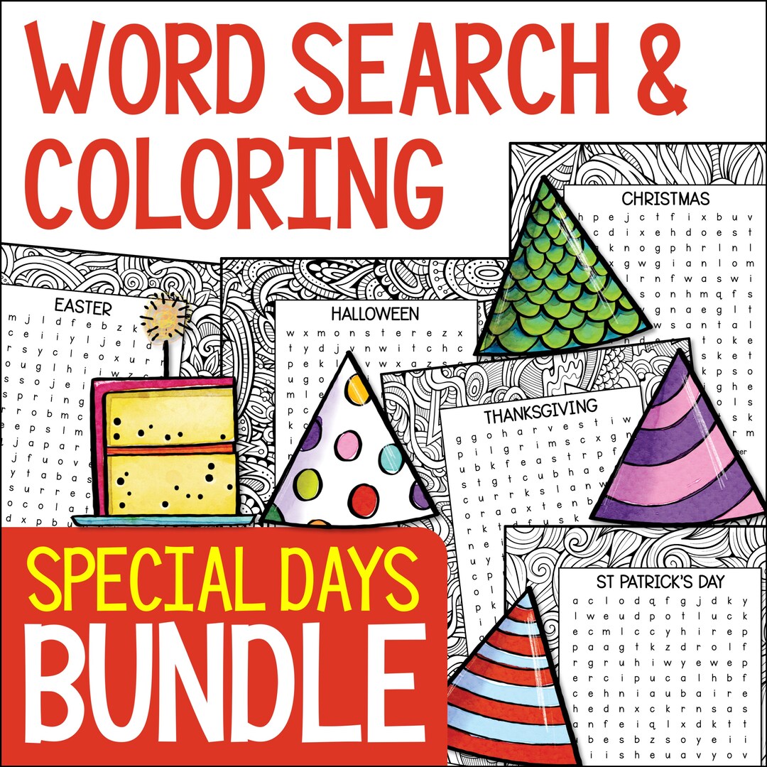 Word Search and Coloring Pages for Christmas Halloween - Etsy