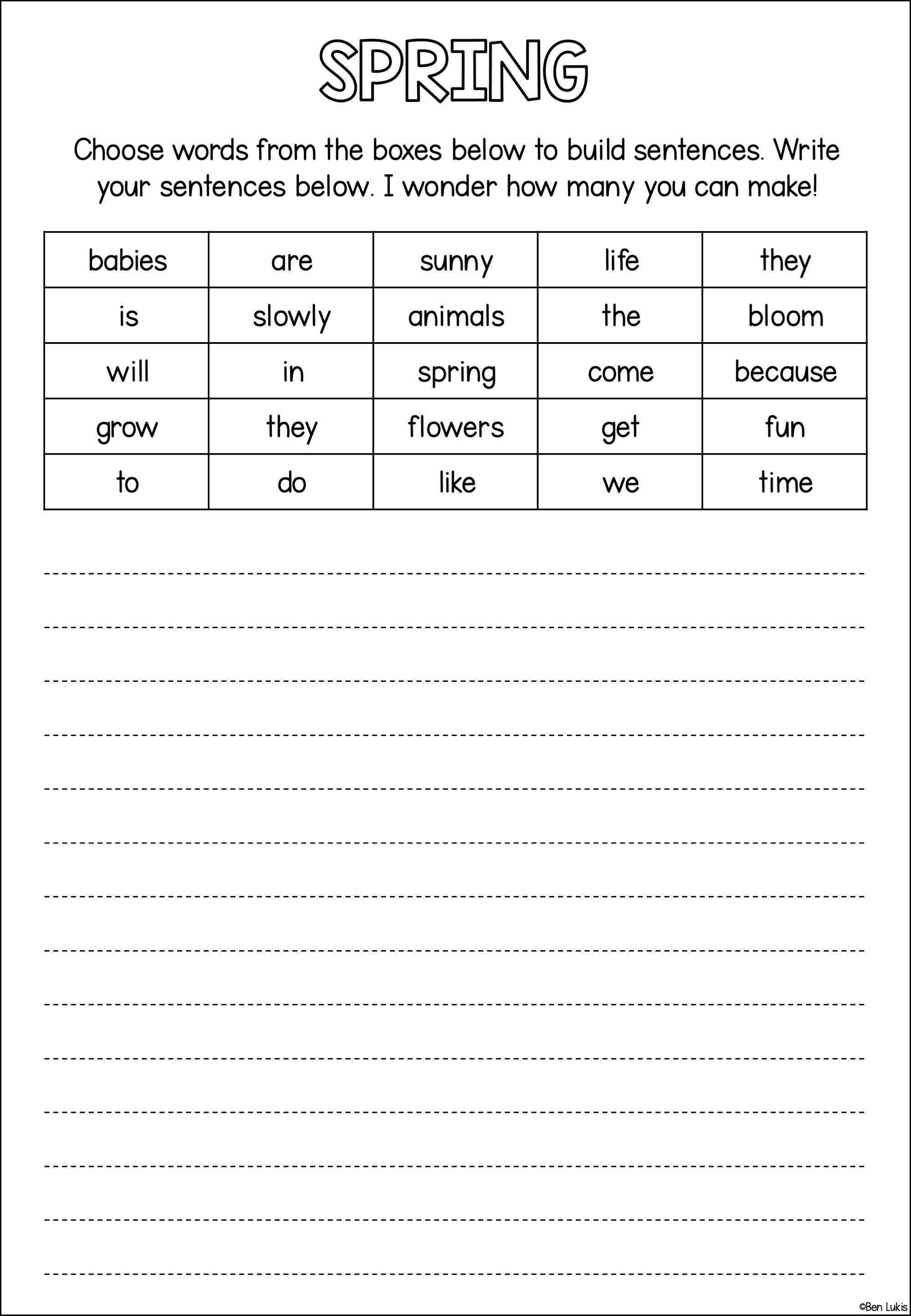Building and Writing Sentences With Words About Seasons, Sentence ...