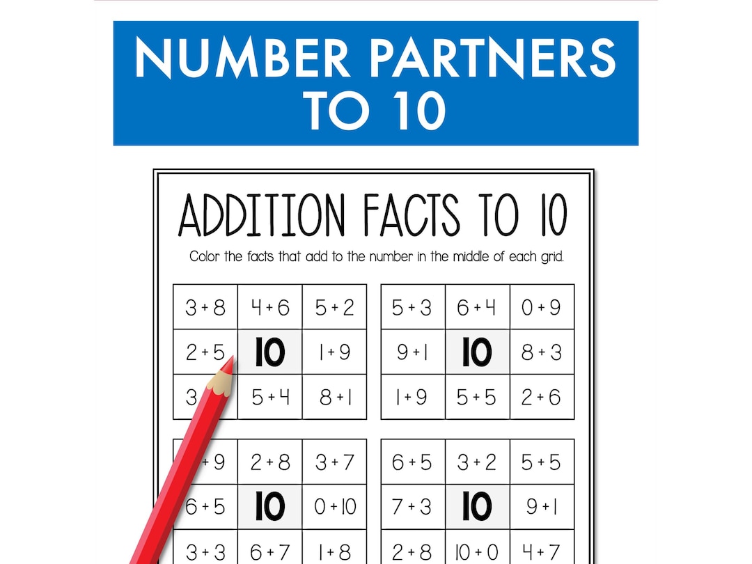 Friends of Ten Addition Worksheet for Kids, Rainbow Math Facts Practice ...