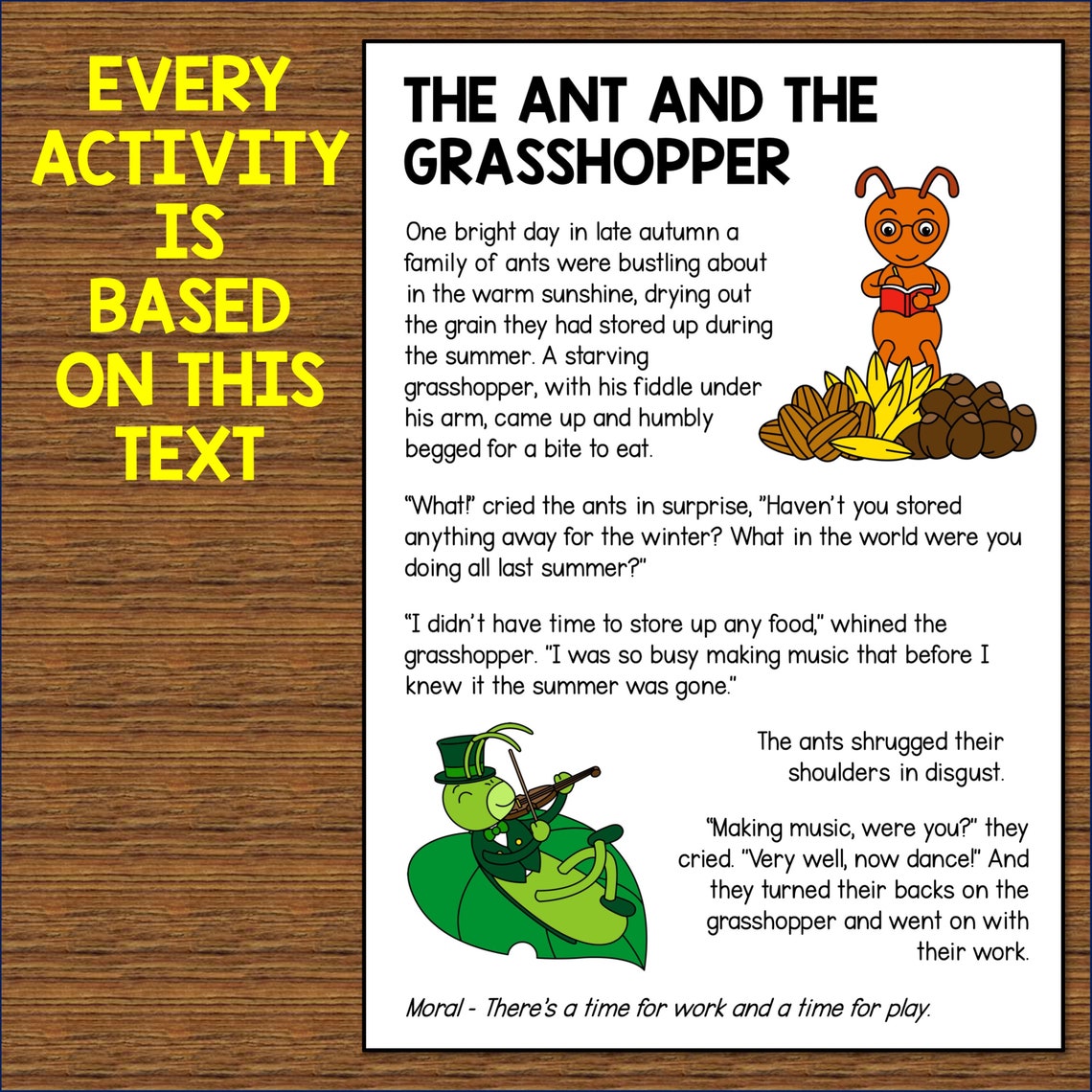 The Ant and the Grasshopper, Aesop's Fables ELA Literacy Activities for ...