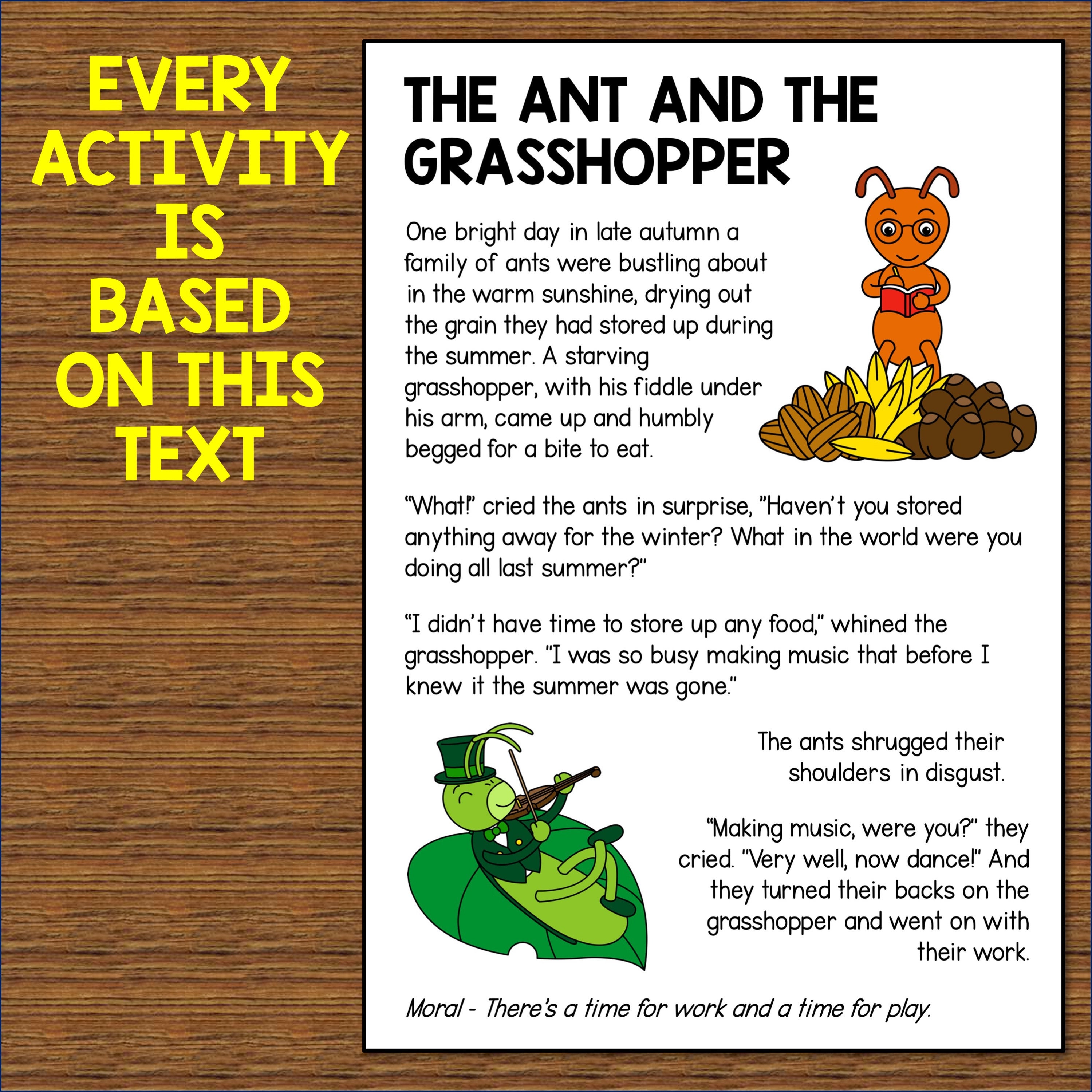 The Ant and the Grasshopper, Aesop's Fables ELA Literacy Activities for ...