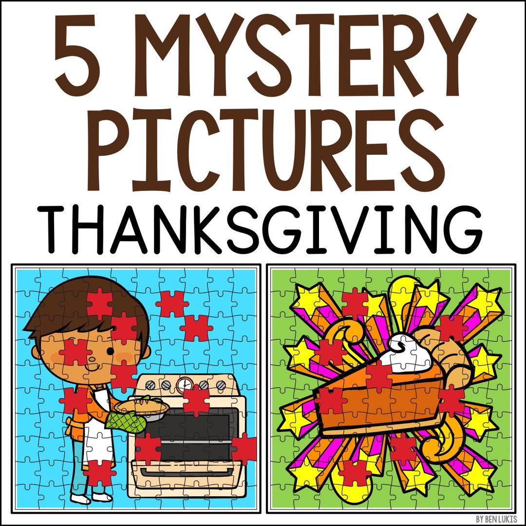 Thanksgiving Mystery Picture Reveal Puzzles for Kids Images - Etsy