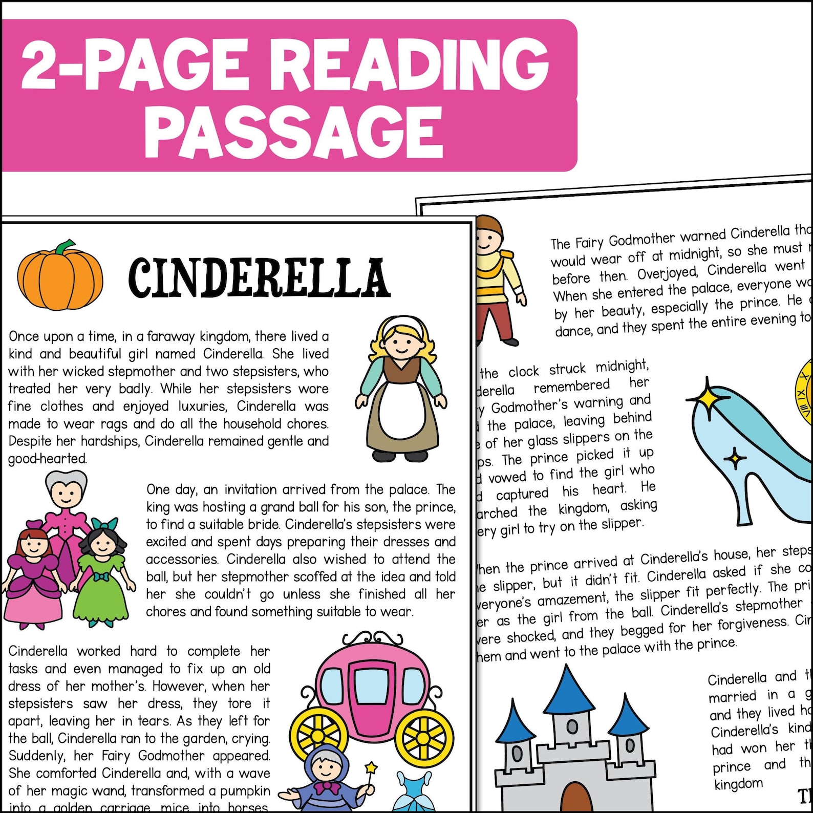 Cinderella Activity Pack, Reading Comprehension, Word Search (digital ...