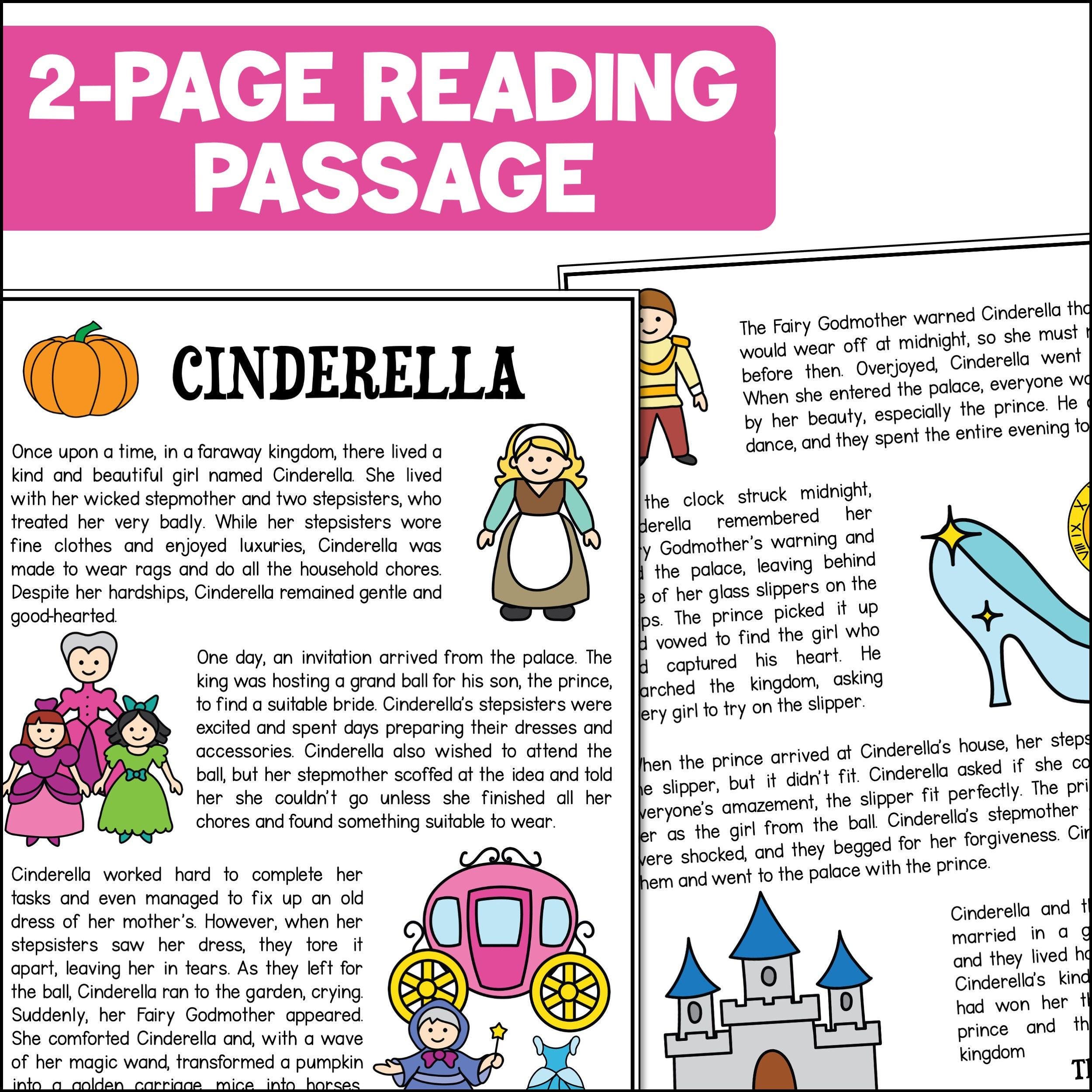 Cinderella Activity Pack, Reading Comprehension, Word Search (digital ...