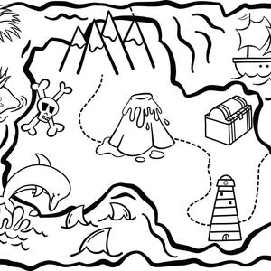 Pirate Treasure Maps Coloring Pages, Kids Printable Activity, Digital ...