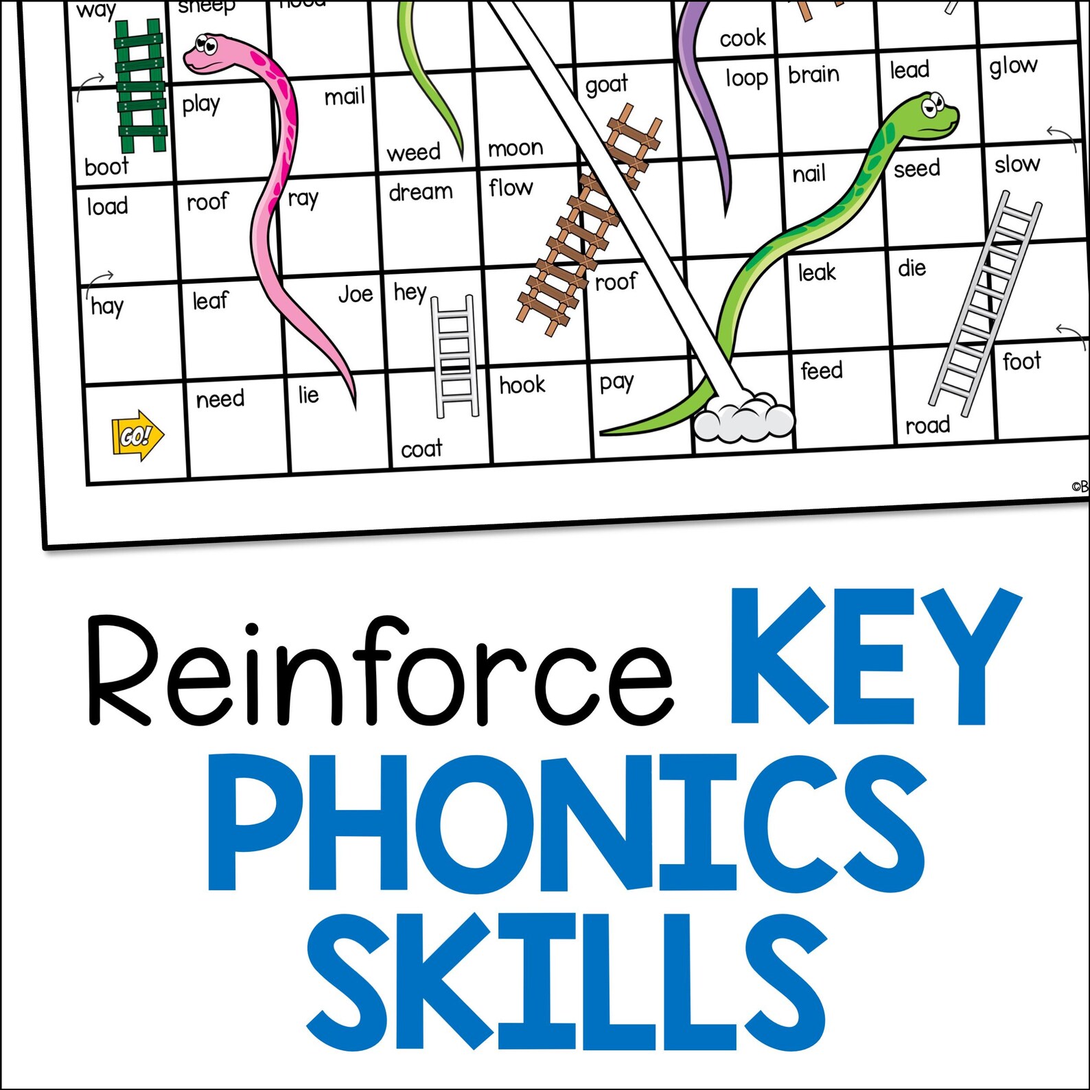 Snakes and Ladders Vowel Teams Reading Game (printable) - Etsy