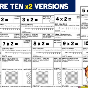 2 Times Table Multiplication Equation of the Day Practice Worksheets ...