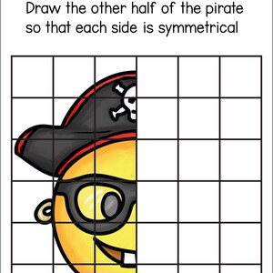 Pirate Symmetry Art and Math Worksheets, Pirate Drawing Geometry ...