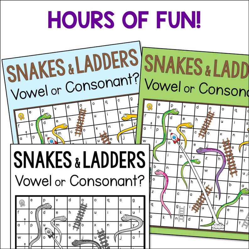Snakes and Ladders Game, Vowel Consonant Learning (digital Download) - Etsy