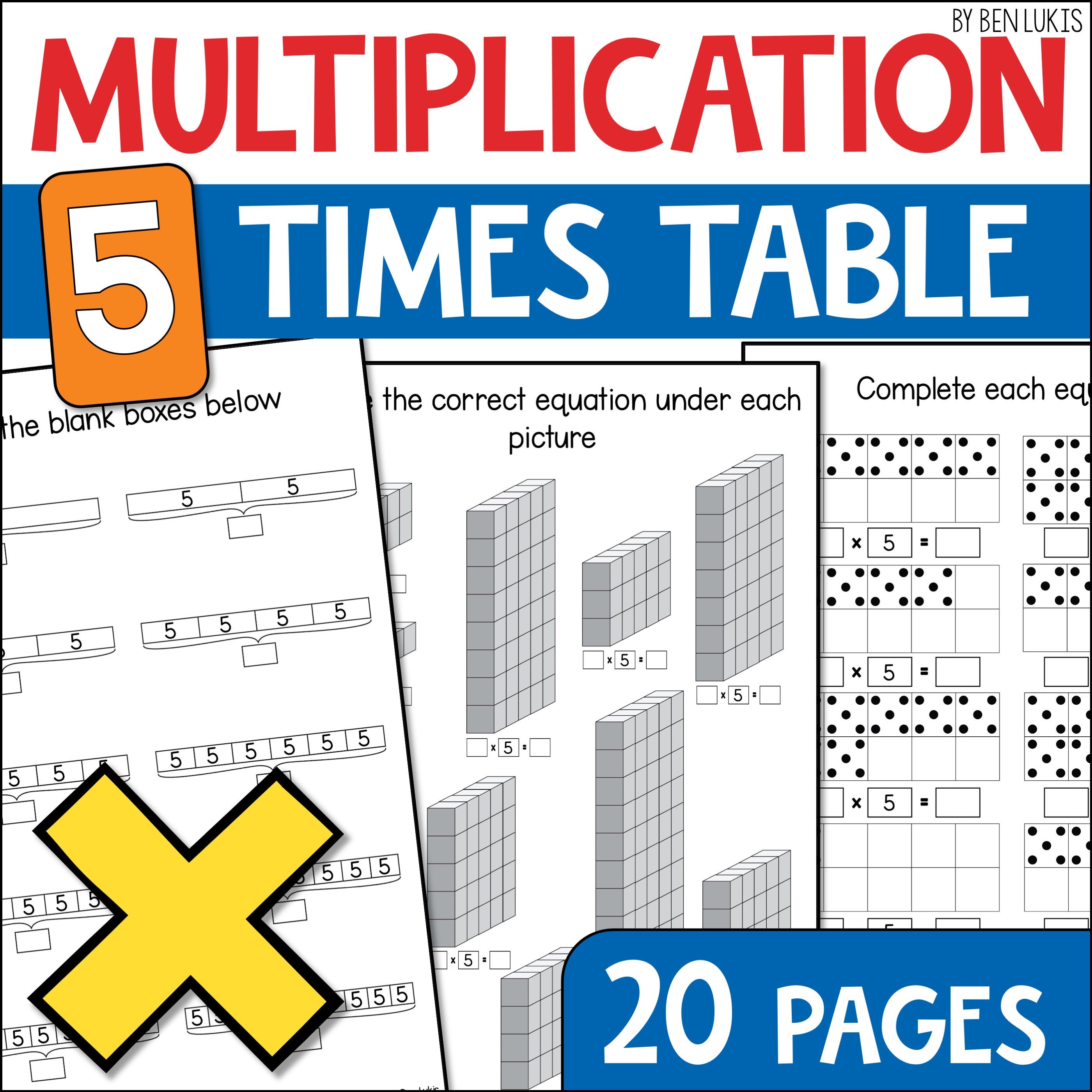 Multiplication Practice Worksheets for 5 Times Table, Printable ...