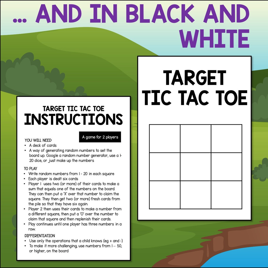 Four Operations Math Game, Tic Tac Toe Math Practice, Number Fact ...
