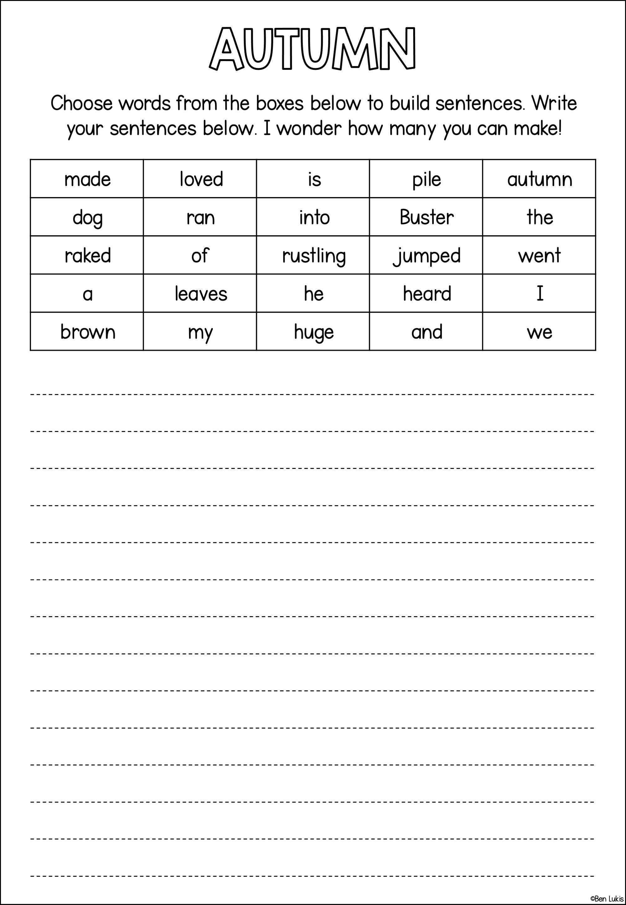 Building and Writing Sentences With Words About Seasons, Sentence ...