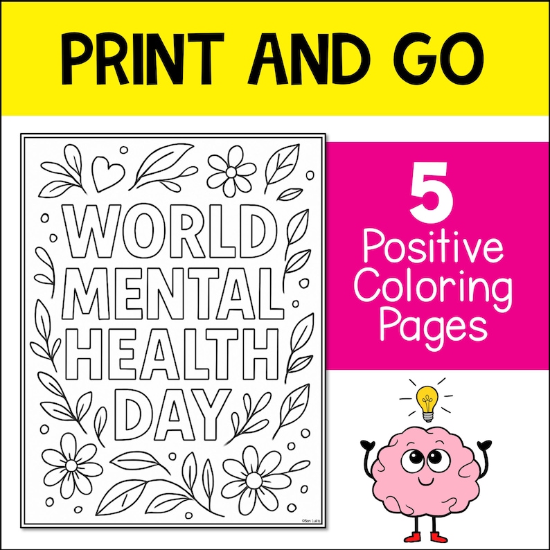 Mental Health Coloring Pages, SEL Activity, Mindfulness Printables (PDF ...