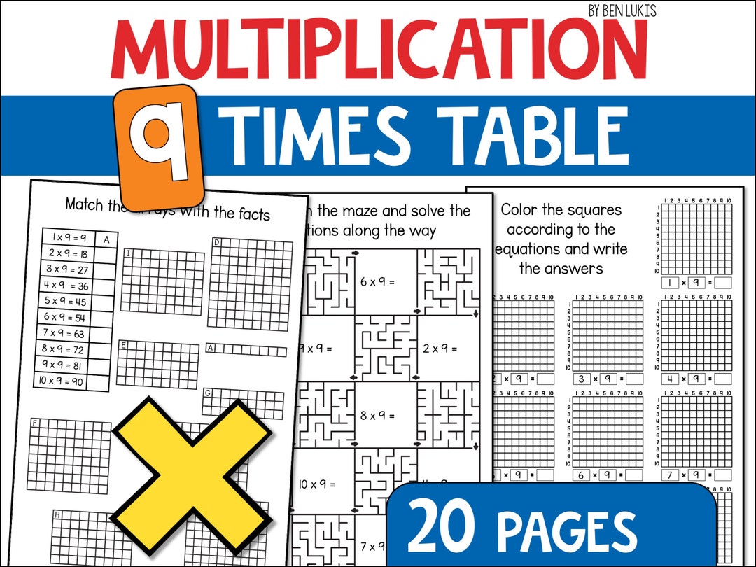 Multiplication Practice Worksheets for 9 Times Table, Printable ...