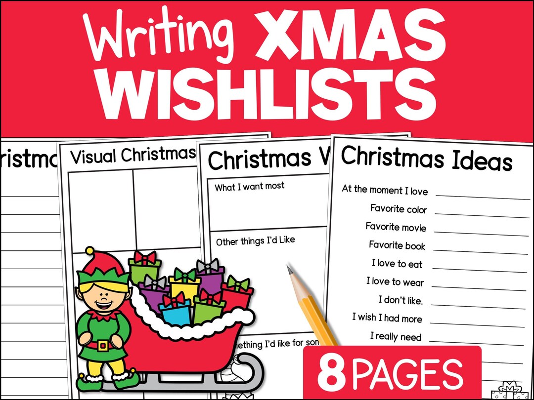 Christmas Wish List Writing Templates for Kids, Santa Wishlist Pages ...