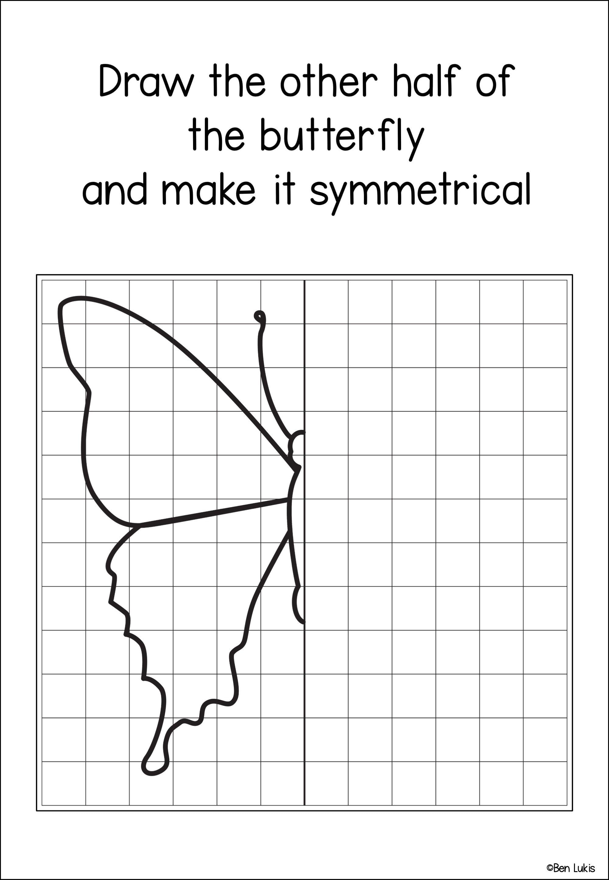 Symmetry Drawing of Butterflies, Art and Math Worksheets, Butterfly ...