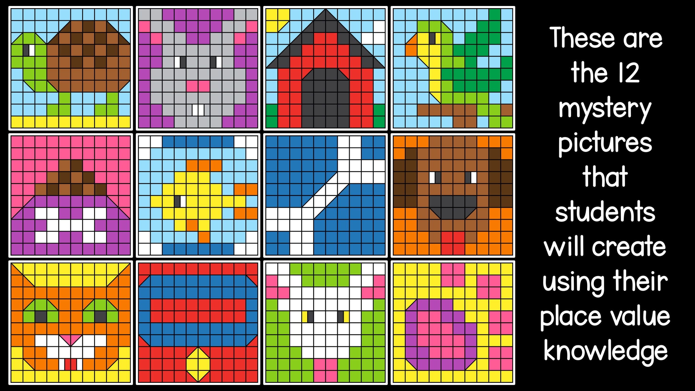 Place Value Mystery Picture Math Worksheets, Place Value Pet Coloring ...