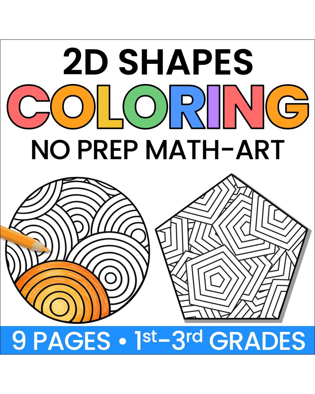 2D Shapes Coloring Pages, No Prep Geometry Worksheets, Math Art ...