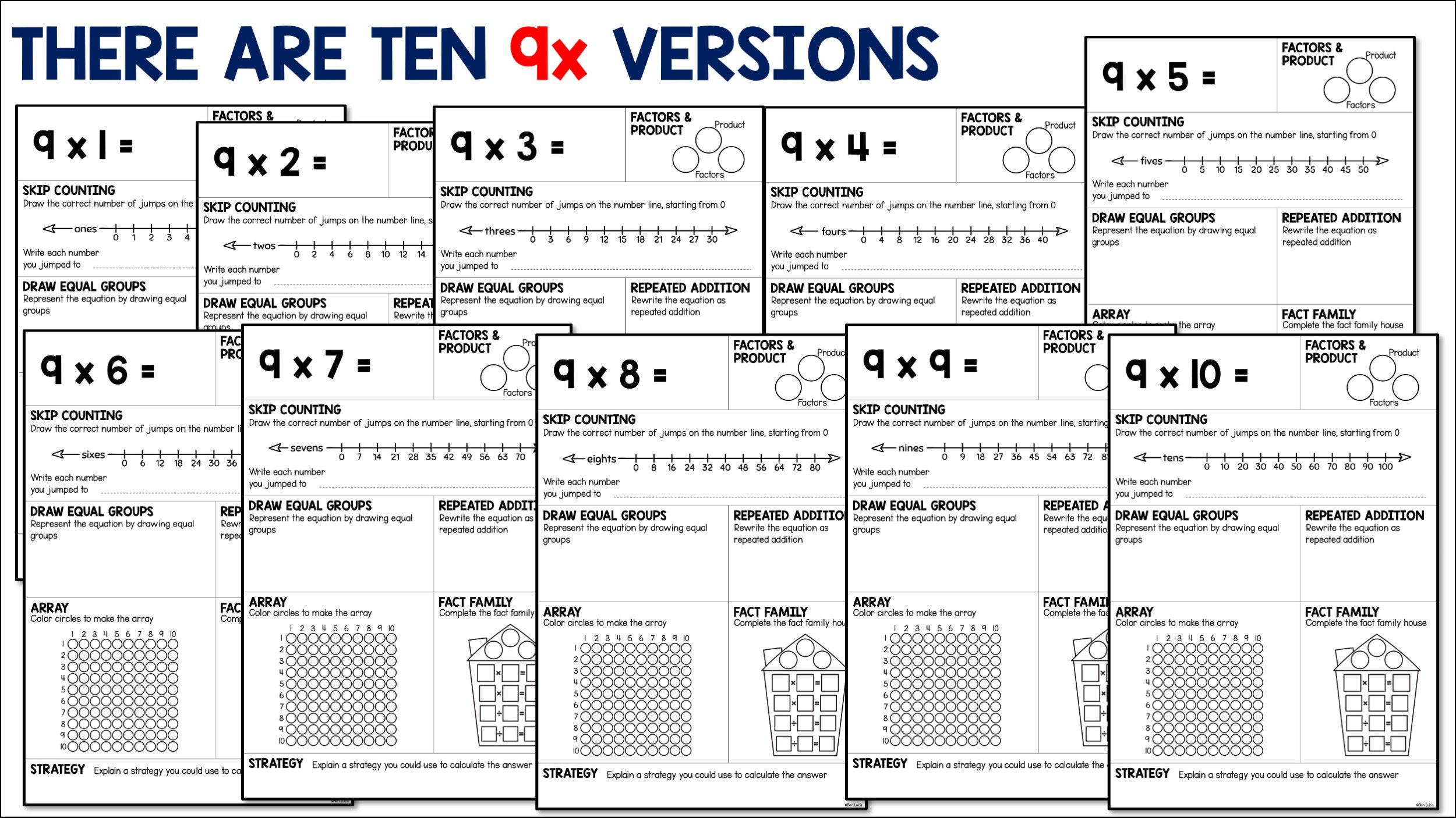 9 Times Table Multiplication Equation of the Day Practice Worksheets ...
