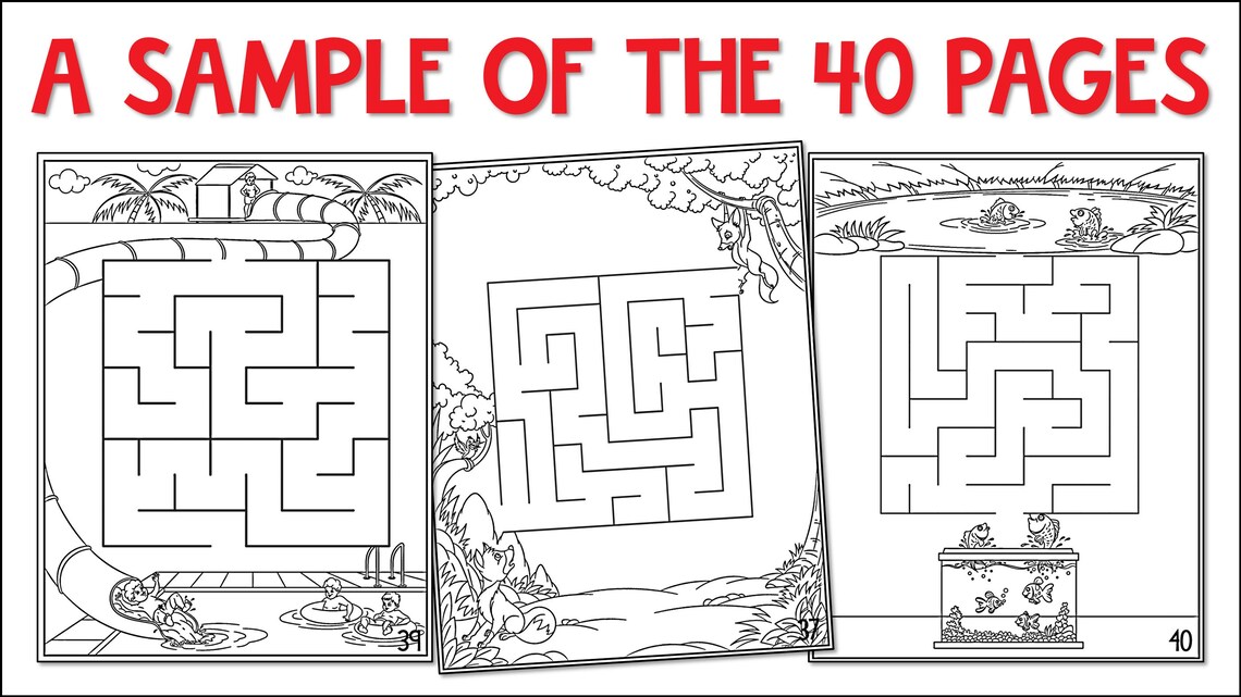 Kids Maze and Coloring Pages, Printable Activity Book, Home School ...