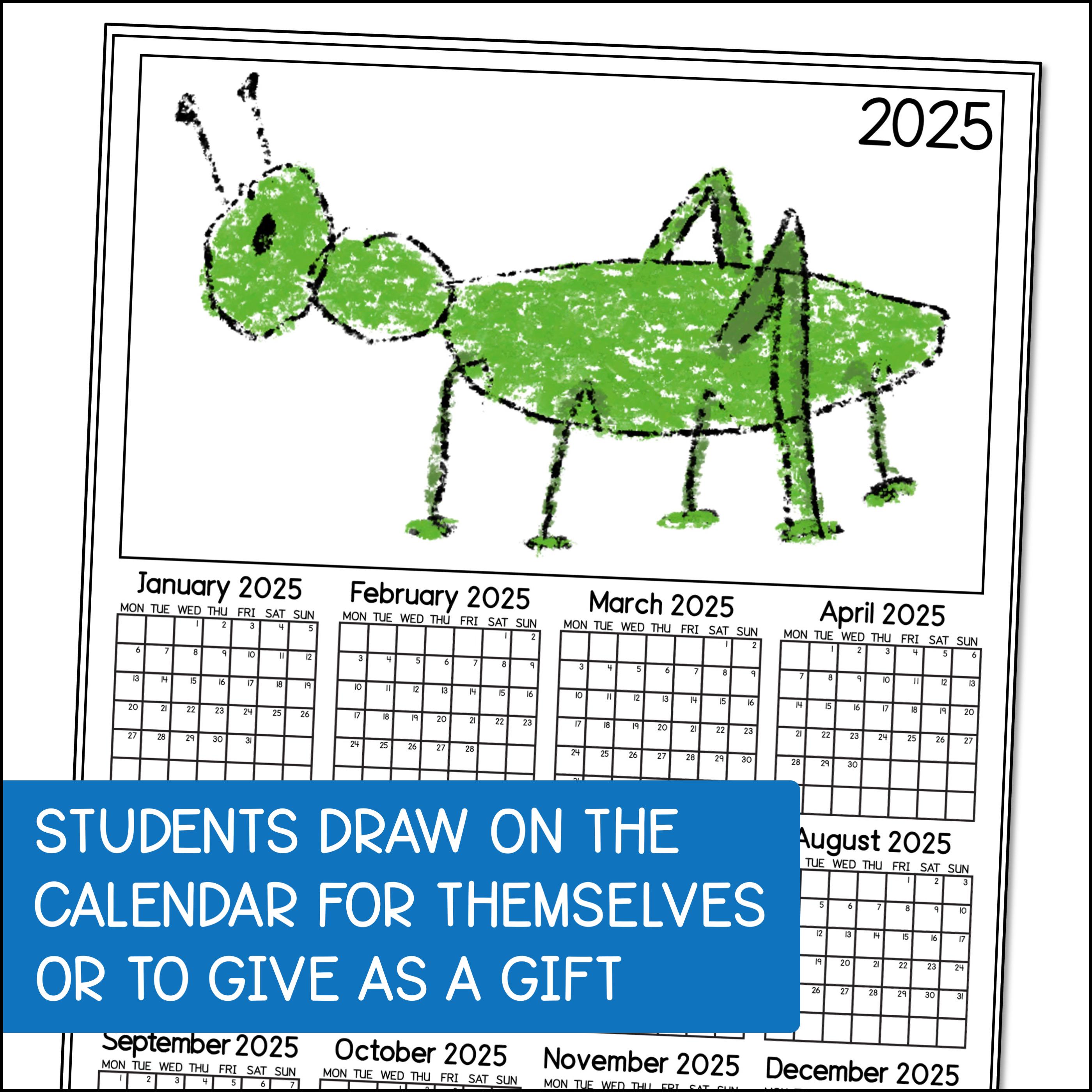 2025 Calendar for Kids, Printable Blank Monthly 2025 Calendar Gift ...