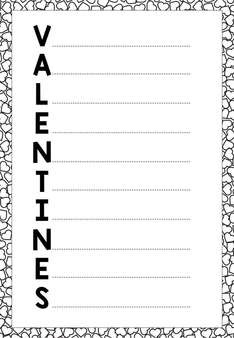 Valentines Day Acrostic Poetry Writing Templates, Valentines Day Poem ...