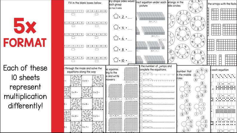 Multiplication Practice Worksheets for 5 Times Table, Printable ...