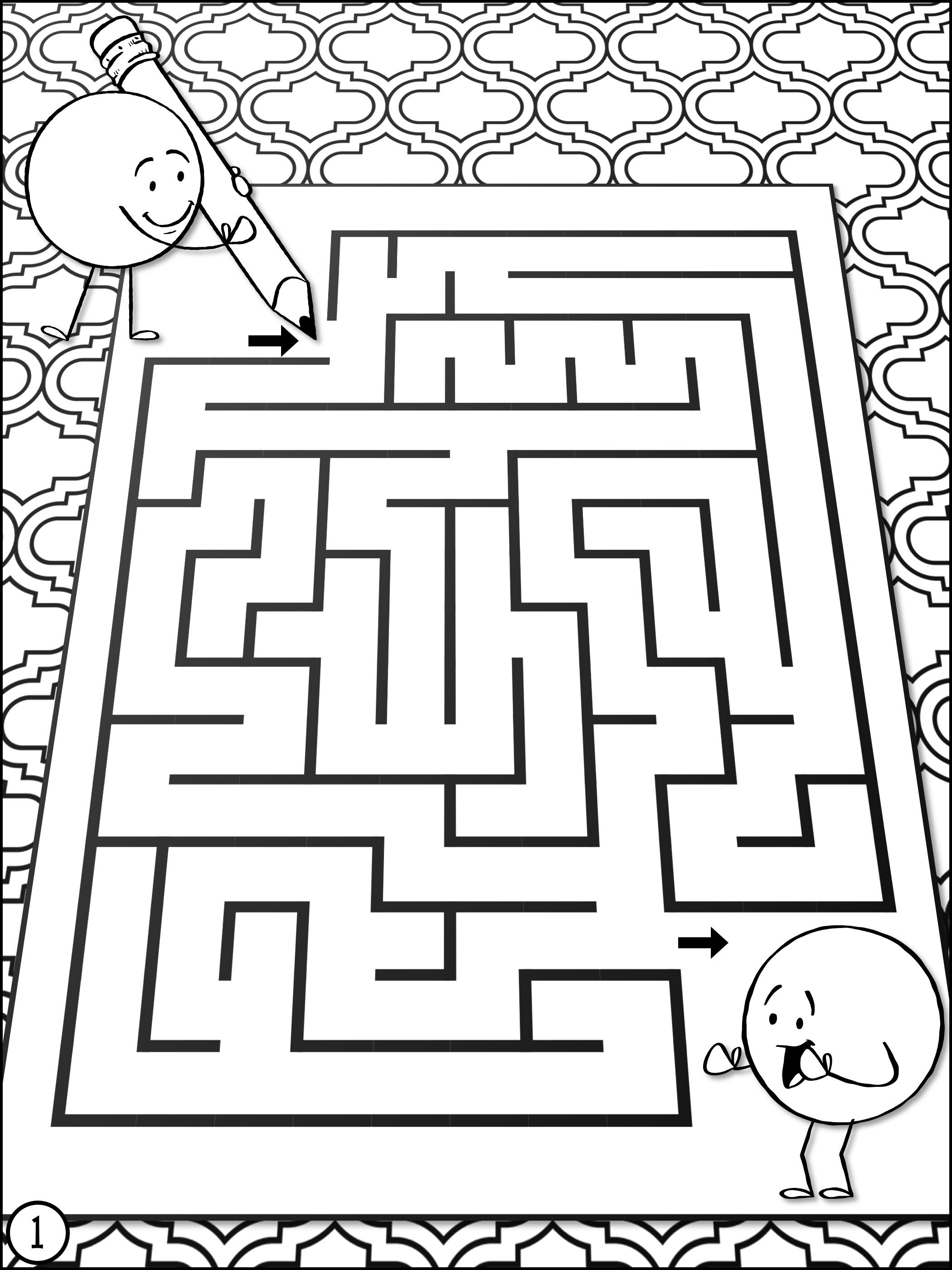 Printable Maze Coloring Pages, Kids Activity Book, PDF Download, Home ...