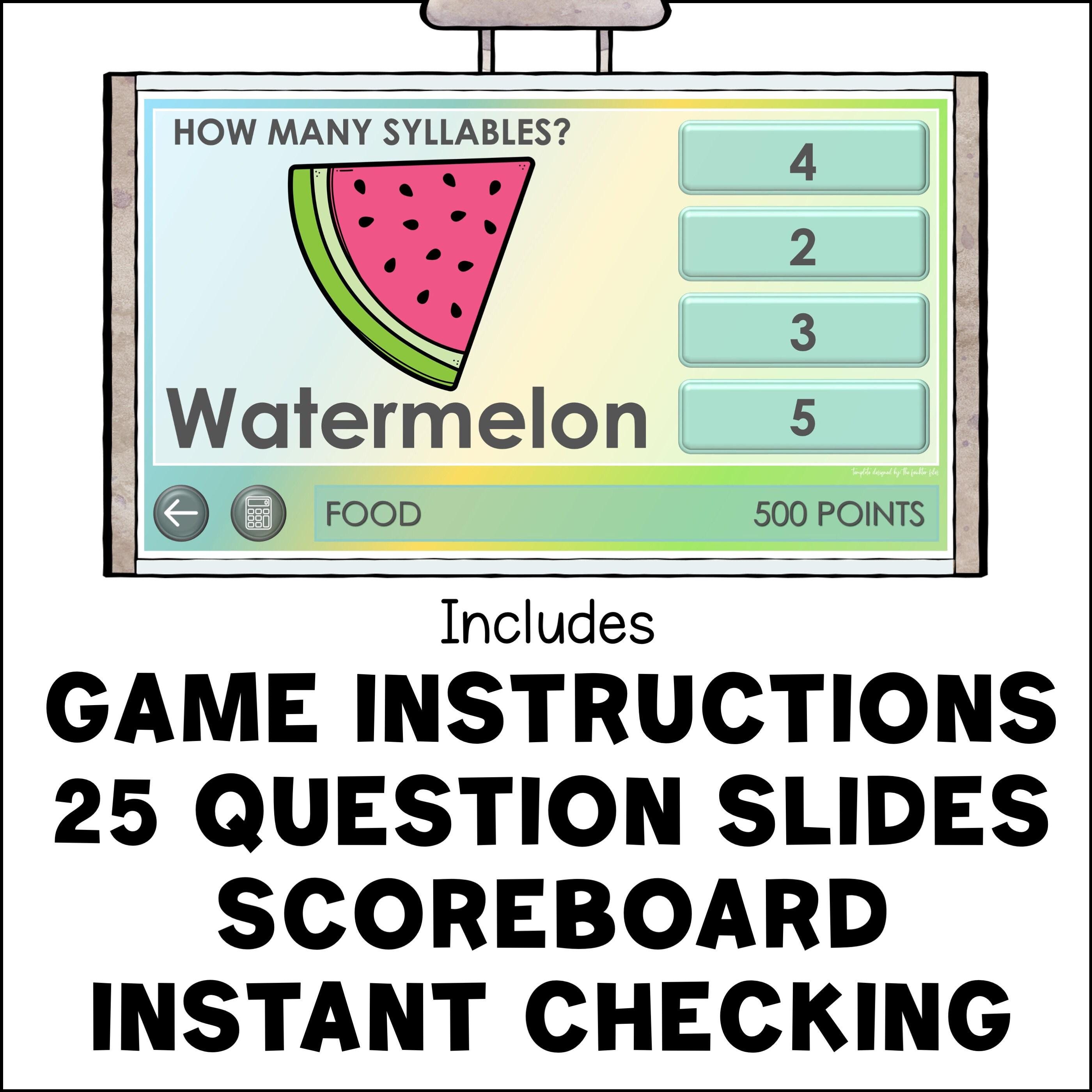 Counting Syllables Powerpoint Game for Phonological Awareness Practice ...