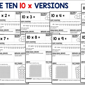 10 Times Table Multiplication Equation of the Day Practice Worksheets ...