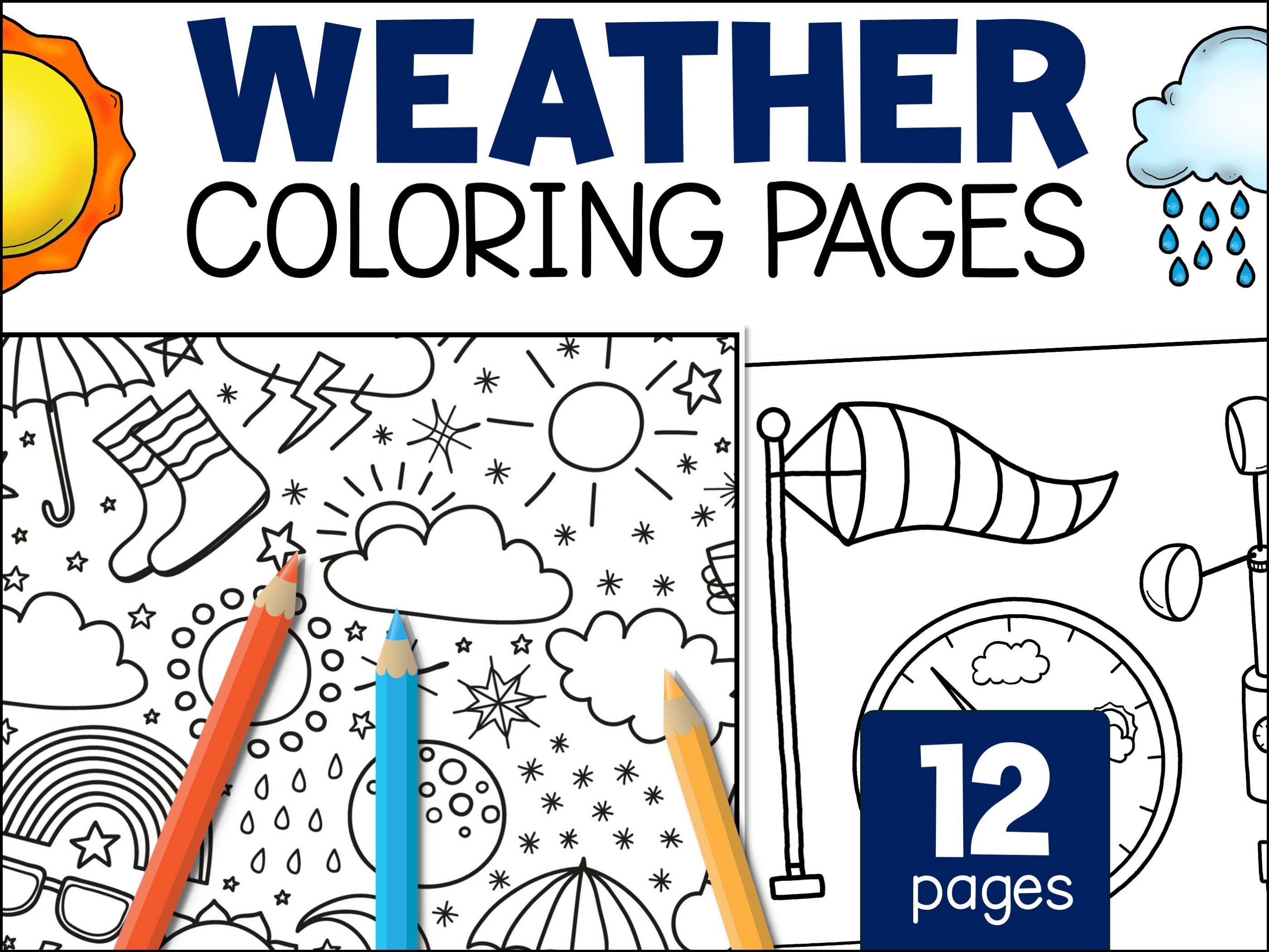 Weather Coloring Pages, Printable PDF Weather Coloring Sheets for Kids ...
