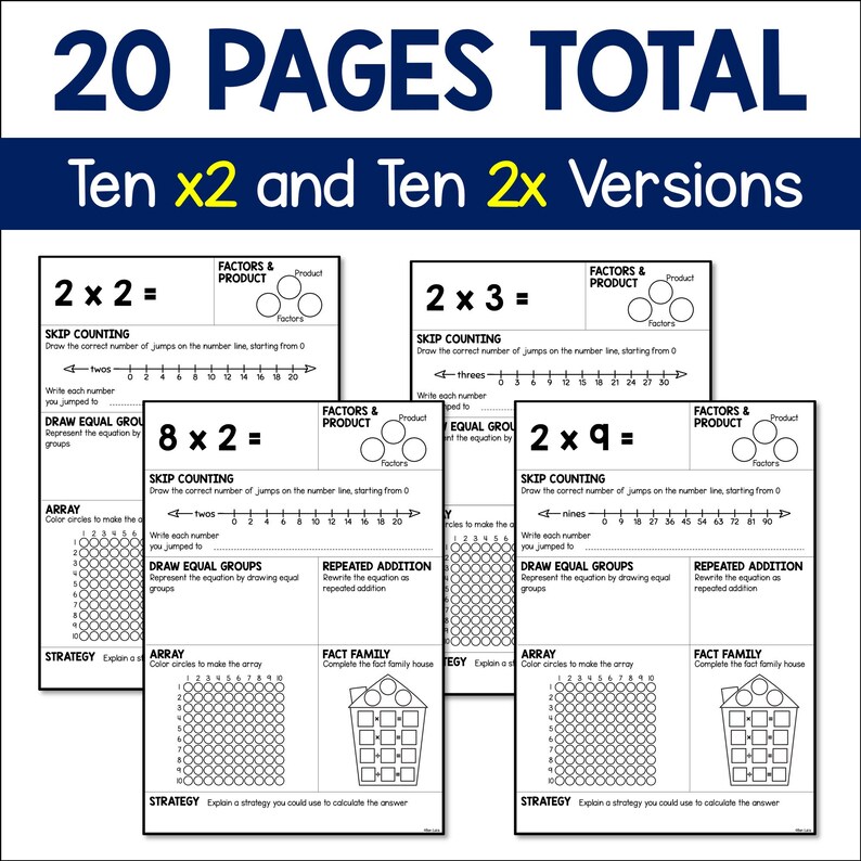 2 Times Table Multiplication Equation of the Day Practice Worksheets ...