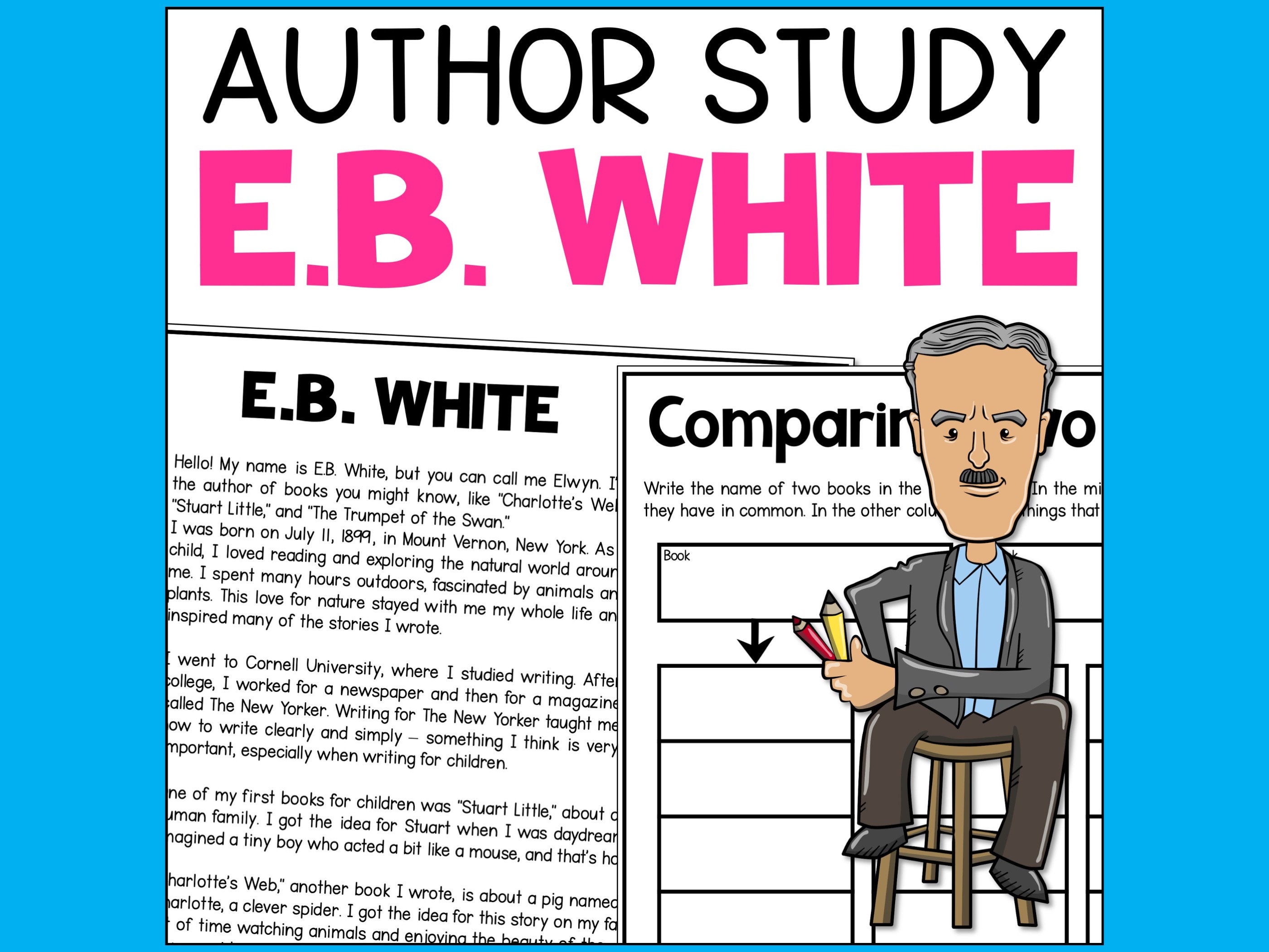 E.B. White Author Study Worksheets and Activities, PDF Digital Download ...