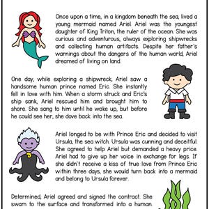 The Little Mermaid Activity Pack, Reading Comprehension Worksheets ...