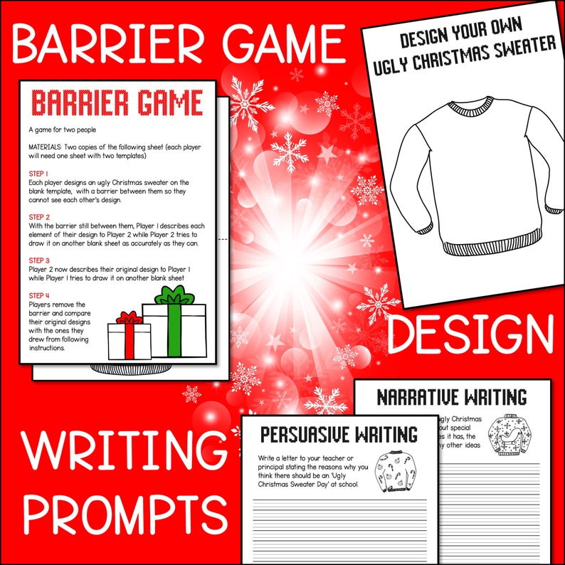 Ugly Christmas Sweater Word Search, Xmas Writing Prompts, Math ... Ugly Christmas Sweater Word Search, Xmas Writing Prompts, Math ...