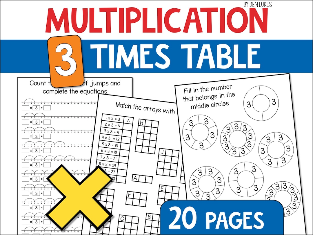 Multiplication Practice Worksheets for 3 Times Table, Printable ...