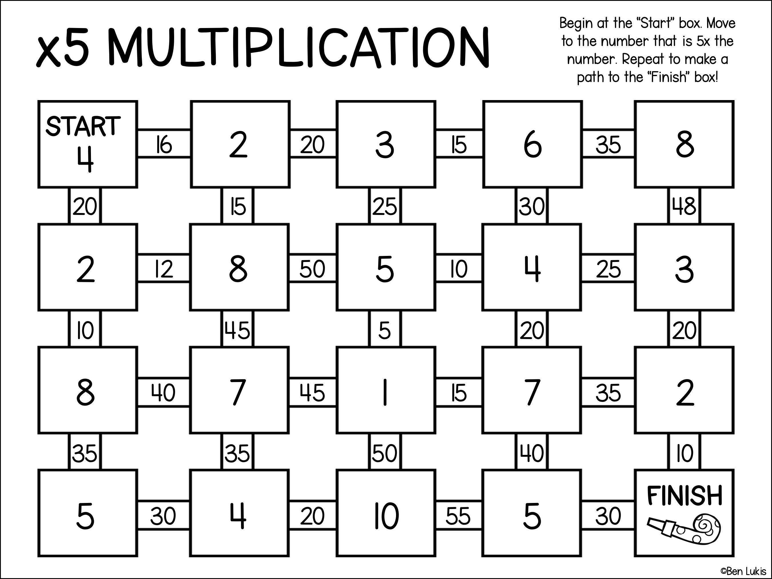 Multiplication Fact Mazes, Times Tables Math Activities for Kids ...