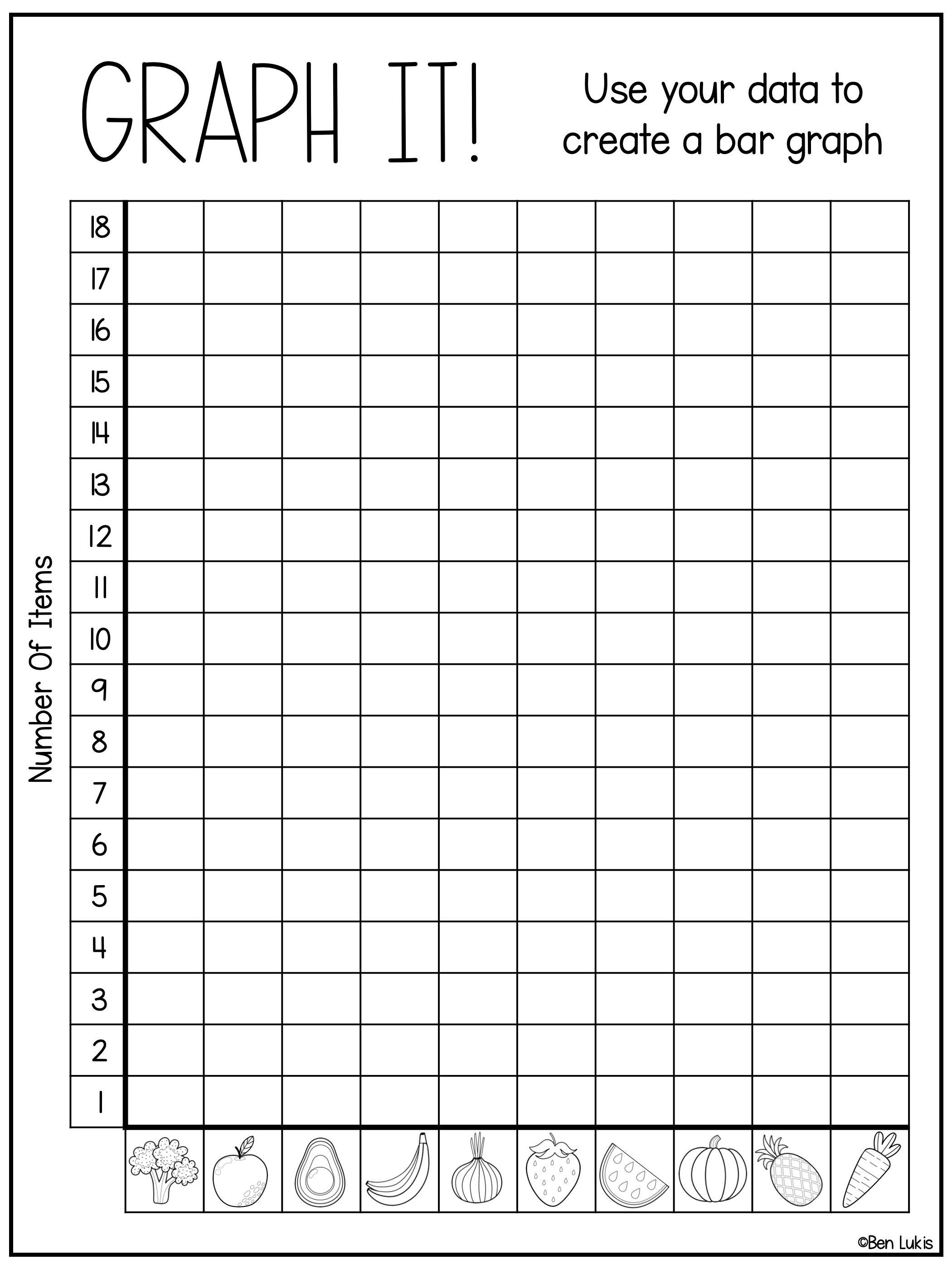 Fruit and Vegetables Count & Graphing Math Worksheets, Healthy Eating ...