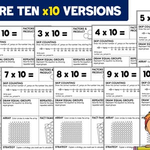 10 Times Table Multiplication Equation of the Day Practice Worksheets ...