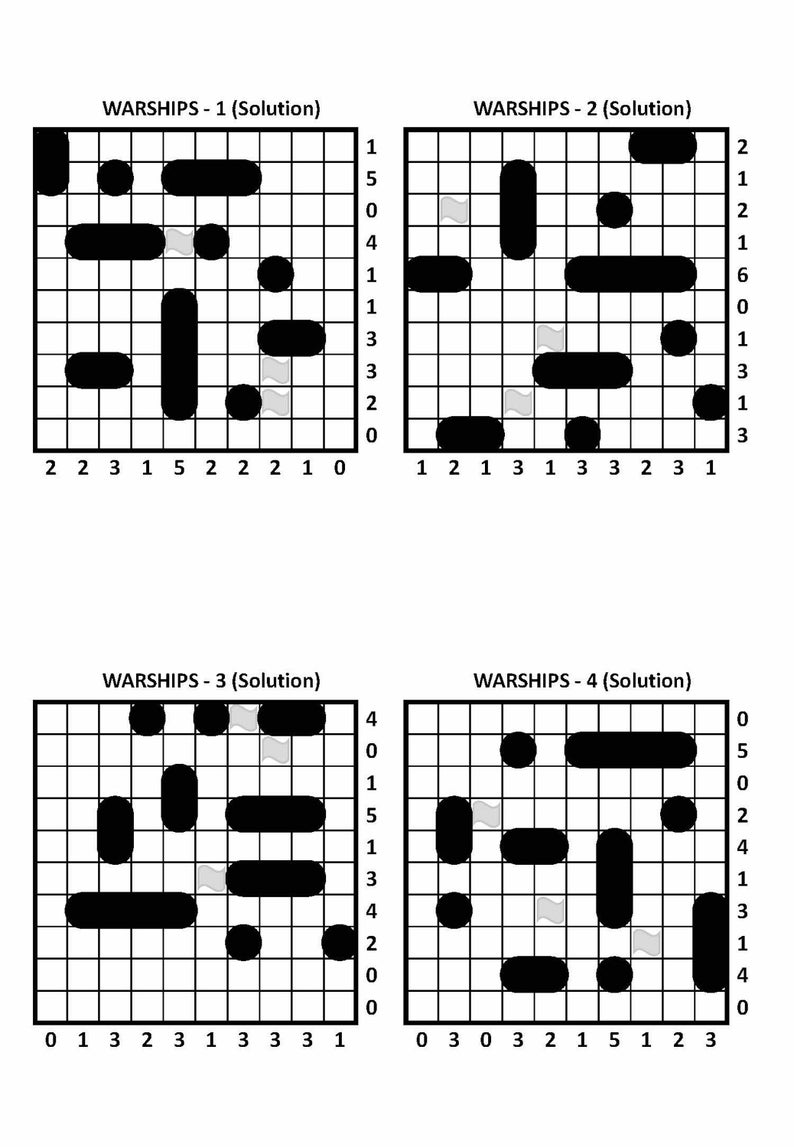 Printable Battleship Puzzles, 160 Logic Games, Printable Brain Teasers ...