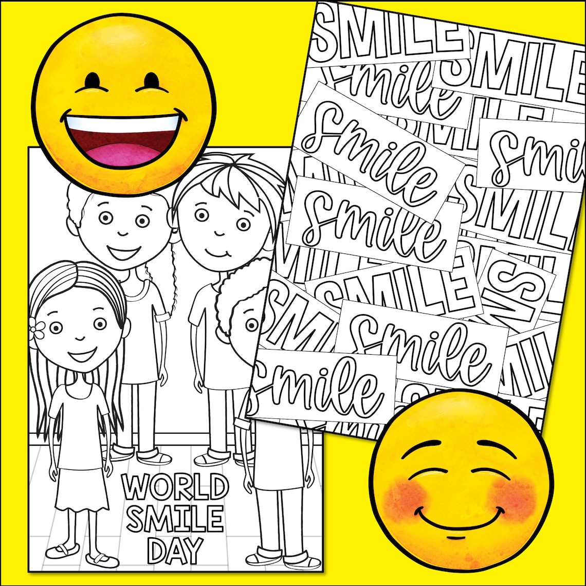 World Smile Day Coloring Pages, Fun Coloring Activity for Kids ...