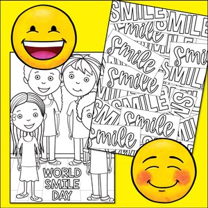 World Smile Day Coloring Pages, Fun Coloring Activity for Kids ...