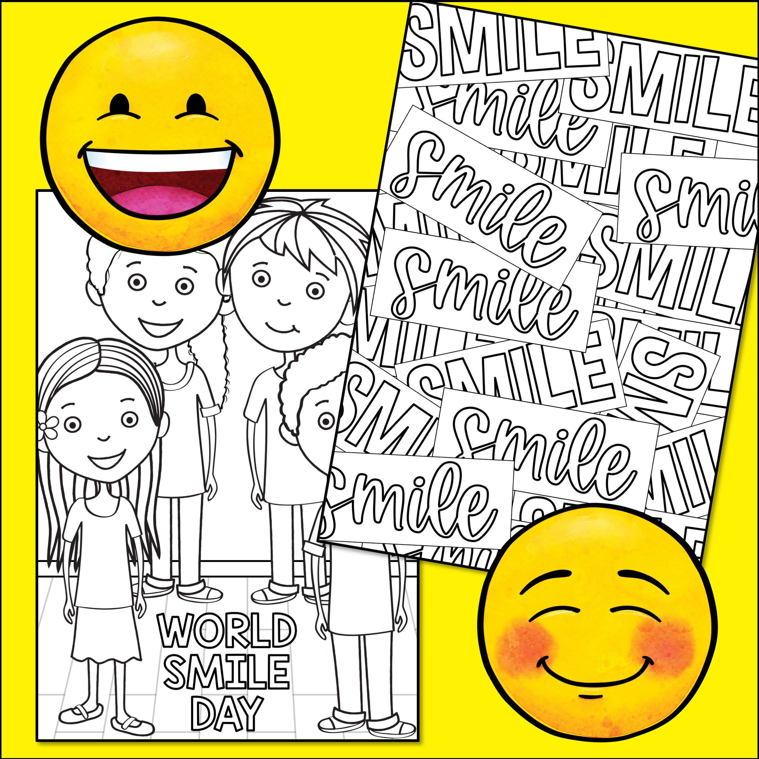 World Smile Day Coloring Pages, Fun Coloring Activity for Kids ...