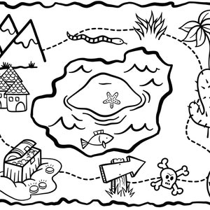 Pirate Treasure Maps Coloring Pages, Kids Printable Activity, Digital ...