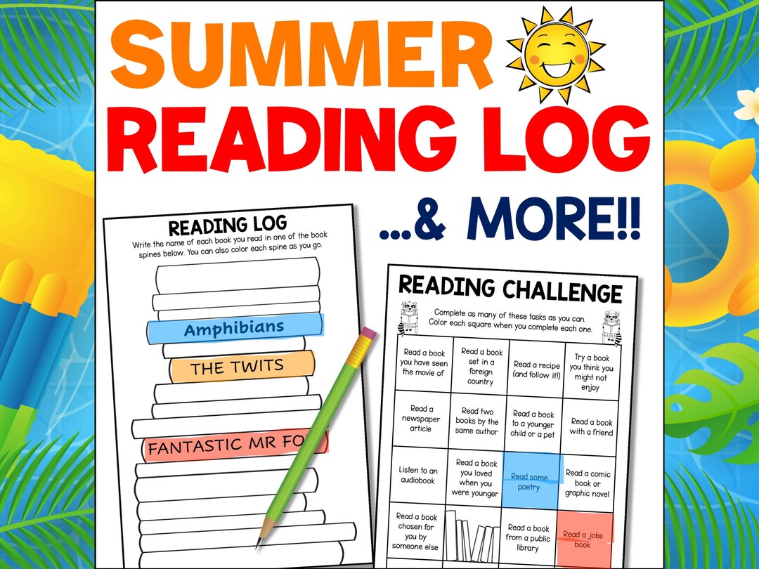 Summer Reading Log Template, Kids Reading Challenge Printable, Summer ...
