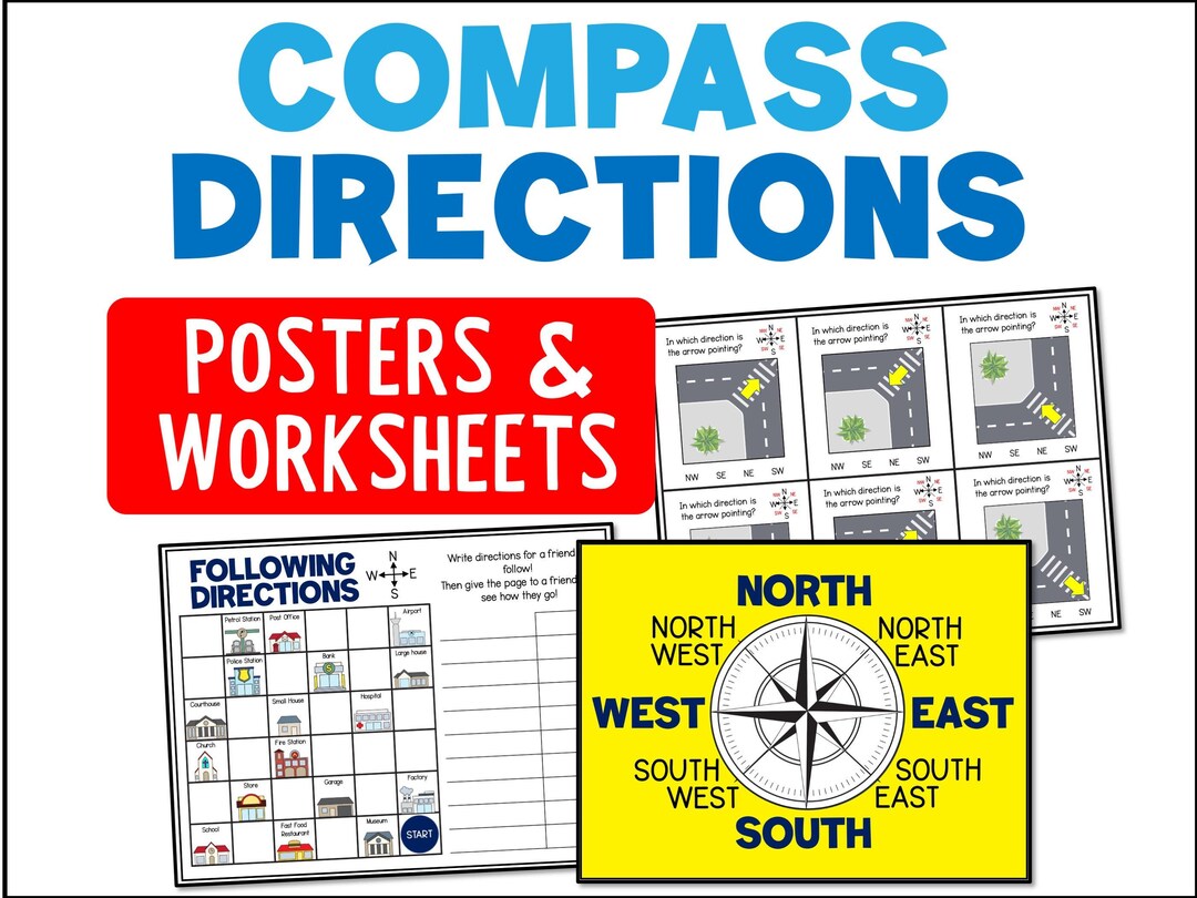 Compass Rose Educational Posters, Math Task Cards and Activities ...