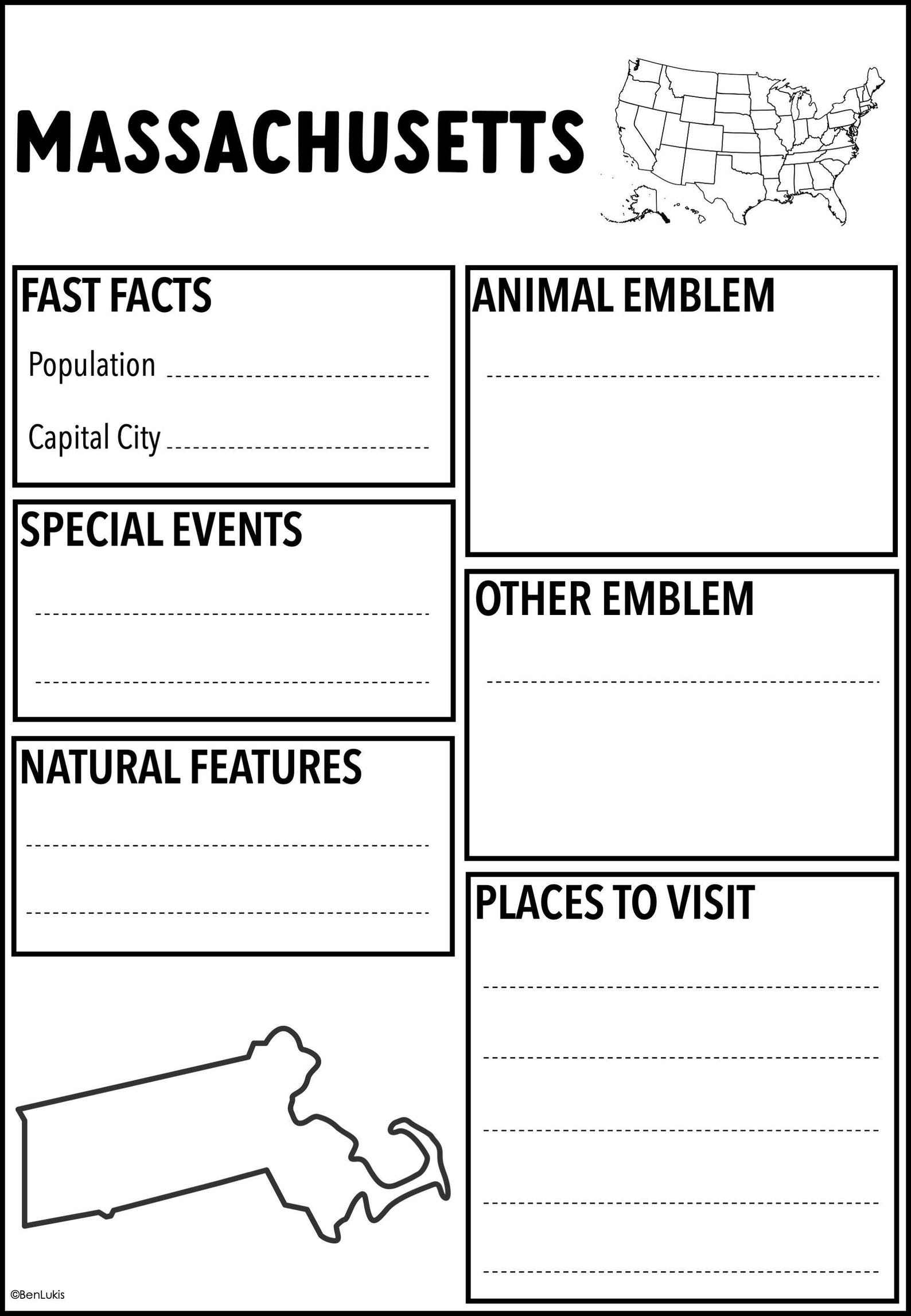 USA States Research Report Templates for Kids, All 50 States Research ...