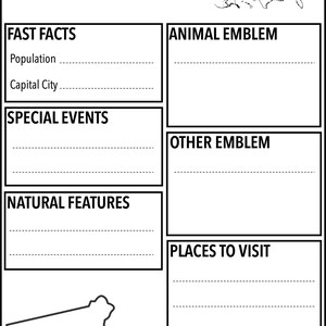 USA States Research Report Templates for Kids, All 50 States Research ...