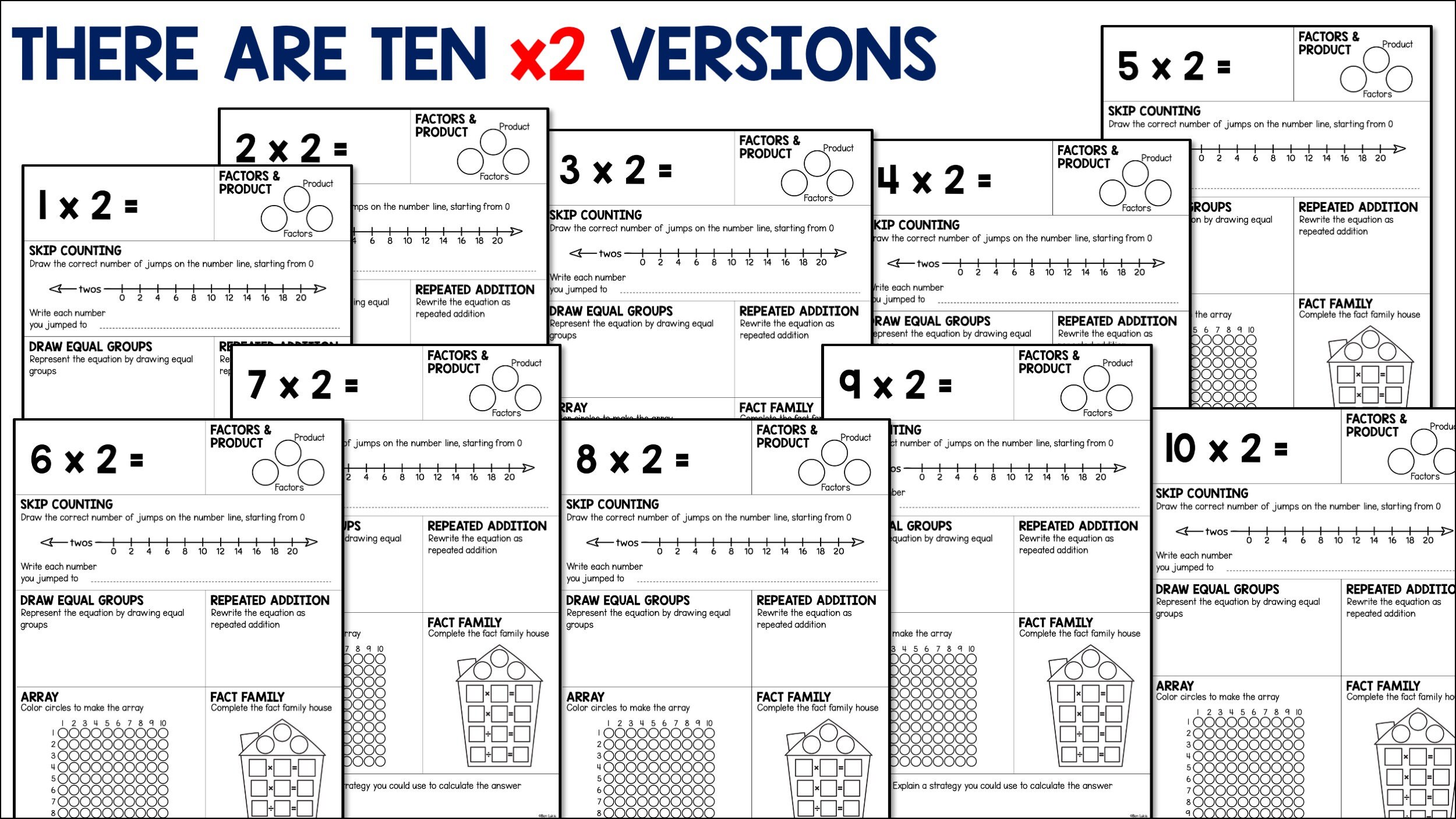2 Times Table Multiplication Equation of the Day Practice Worksheets ...